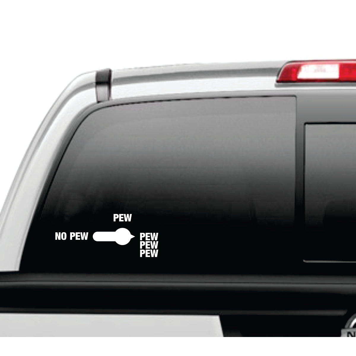 Pew Pew Fire Control Decal — White 8"x3.5" Vinyl | RRS – RRS Speed Loaders